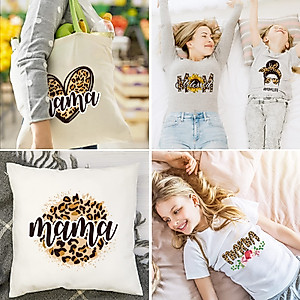 Whaline 6 Sheet Mama Iron On Transfers Patches Leopard Patterns Heat Transfer Iron Patches Leopard Momlife Heat Transfer Stickers for Clothing Fabric DIY Craft Costume Decor