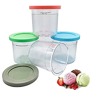 Creami Pints Containers for Ninja Creami Ice Cream Maker - 4 Pack, 16oz Creami Cups Truly Compatible with NC300 NC301 NC299AMZ CN305A Series Ice Cream Maker, BPA-Free,Leak Proof & Dishwasher Safe