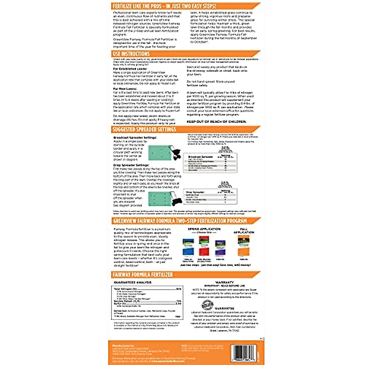 Greenview 2129861 Fairway Formula Fall Fertilizer - 45 lb - Covers 15,000 sq. ft., Multi