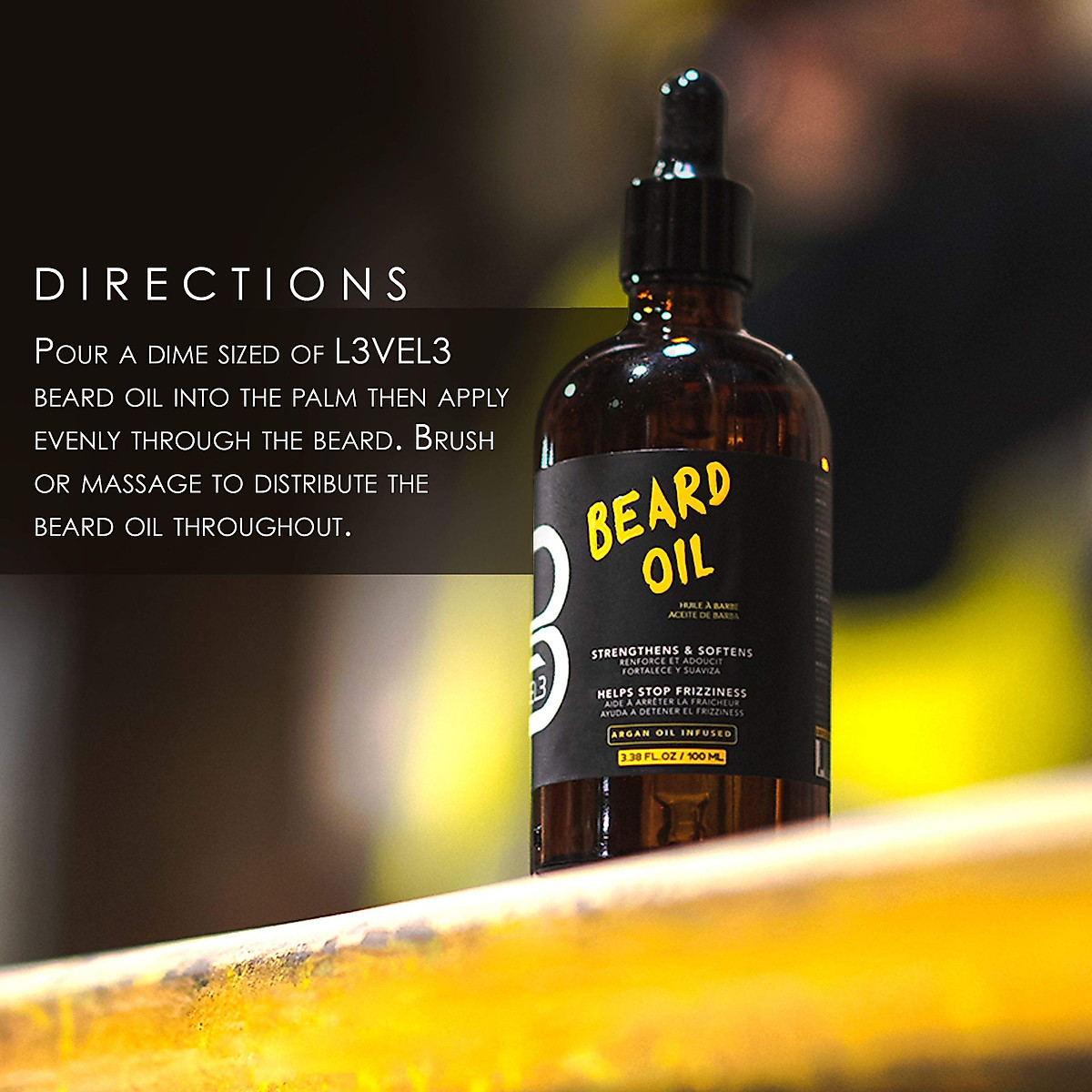 L3 Level 3 Beard Oil - Promotes Fast Beard Growth Soften and Restores Facial Hair - Level Three Scented Beard Oil for Men Growth (Single)