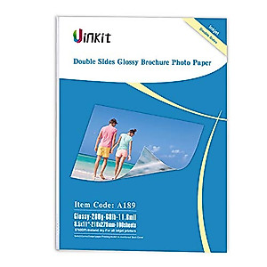Thick Photo Paper Glossy Double Sided 100 Sheets 8.5x11 Heavyweight 69lb 260gsm Inkjet Both Sides Printable 11.8mil A4 Letter size Flyer Bulk Pack 8.5 x 11 Card paper postcard postal Uinkit