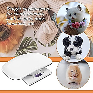 Ahdaskoo Digital Pet Scale,Max 33 lbs LCD Display Small Animal Scale,g / ml / lb /oz,Multifunction Non‑slip Kitchen Food Scale for Hamster Kitten Puppy Hamster Little Bird,White
