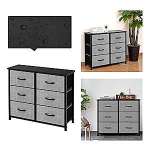AZL1 Life Concept 6 Drawers Fabric, Tower Dresser for Bedroom, Hallway, Nursery, Entryway, Closets, Sturdy Metal Frame, Wood Tabletop, Easy Pull Handle, 31.5 Inches, Grey with Black
