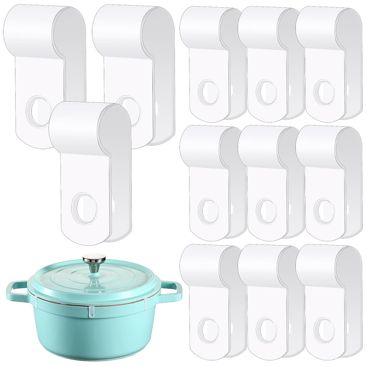 Vercraft 12 Pcs Dutch Oven Lid Protector Clips Replacement Plastic Clips for Stacking and Storage Plastic Bumpers for Display and Storage and Stacking of Dutch