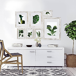 Hongkee 11x14 Picture Frame Distressed White Poster Frame 2 Pack, Display Pictures 8x10 with Mat or 11x14 Frame without Mat, Wall Gallery Photo Frames