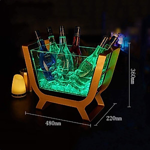 Ice Bucket for Freezer LED Ice Bucket, Luminous Ice Bucket Clear Acrylic Large Capacity with 7 Colors Changing Champagne Wine Drinks Beer Ice Cooler Bucket for Bar Party Home