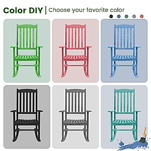 Giantex Wood Outdoor Rocking Chair - Eucalyptus Rocker Chair with Stable & Safe Rocking Base, High Backrest, Slatted Patio Rocker for Garden, Poolside, Courtyard Outdoor Rockers, Porch Rocker Set of 2