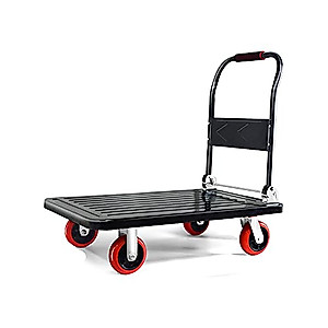 Generic Hand Truck Folding Platform Truck with Plastic Panel Metal Handle Silent Wheels Moving Push Cart for Warehouse Garage Large Load Capacity Utility Cart (Size : 990lb), Black