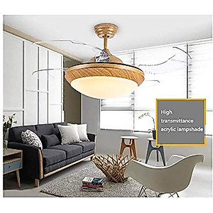Fashionable chandelier Retro modern industrial chandelier/LED Invisible Ceiling Fans with Lamp,Wood Fan Lights Remote Control Chandelier with Electric Fan Lighting for Bedroom and Restaurant,Whiteligh