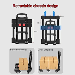 Platform Truck Platform Truck with 6 Wheels Flat Handtruck Metal Folding Push Cart Portable Flatbed Cart Load 330 Lbs Moving Dolly Cart Reliable
