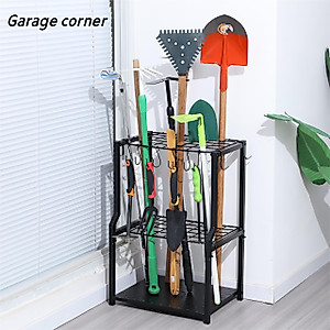 UU-Major Garden Tool Organizer for Garage Corner Heavy Duty,Garage Storage Organization for Broom,Mop,Rakes,Free Standing,Yard Tool Holder for Lawn/Shed/Outdoor.