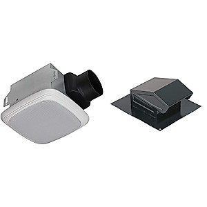 Homewerks Worldwide 7130-04-BT Bathroom Fan Bluetooth Speaker with Broan-NuTone 636 Steel Roof Vent Cap for Bathroom Ventilation Fans