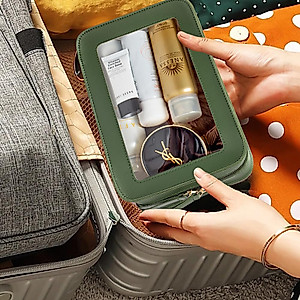 FFpaw Clear Makeup Bag Organizer, TSA Approved Portable Travel Toiletry Bag Clear Cosmetic Bag Case Small Make Up Bag Mini Makeup Pouch for Purse Transparent Car Essentials for Women Men (Green)
