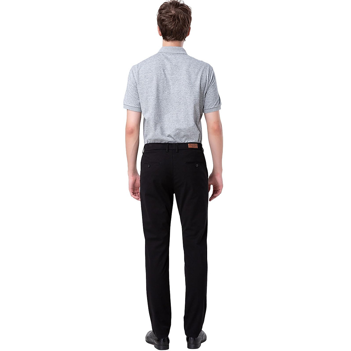 Plaid&Plain Men's Slim Fit Khaki Pants Men's Tapered Chino Pants 8801Black 32X32