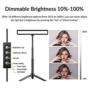 Video Conference Lighting for laptop&Computer, Webcam Light for Streaming, Zoom Lighting for Computer, 3 Working Modes, 10 Brightness Adjustable, with Tripod for Self Broadcast,Live Streaming,Vloggers