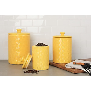 10 Strawberry Street Kitchen Canister, 3 Piece Set, Diamond Yellow