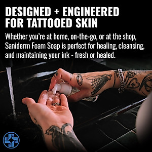 Saniderm Foaming Tattoo Soap (8.45oz Home Size) – Gentle Soap for Tattooed Skin, Infused with Antimicrobial Colloidal Silver, Aloe Vera, and Nourishing Sea Buckthorn Oil