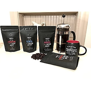 Gourmet Coffee Sampler Gift Box Set | Coffee 4 bags | 1lb Total | Sumatra Dark, Kenya AA Medium-Dark, Rwanda Medium, Natural Ethiopian Medium-Light, 1lb Total (Ground)