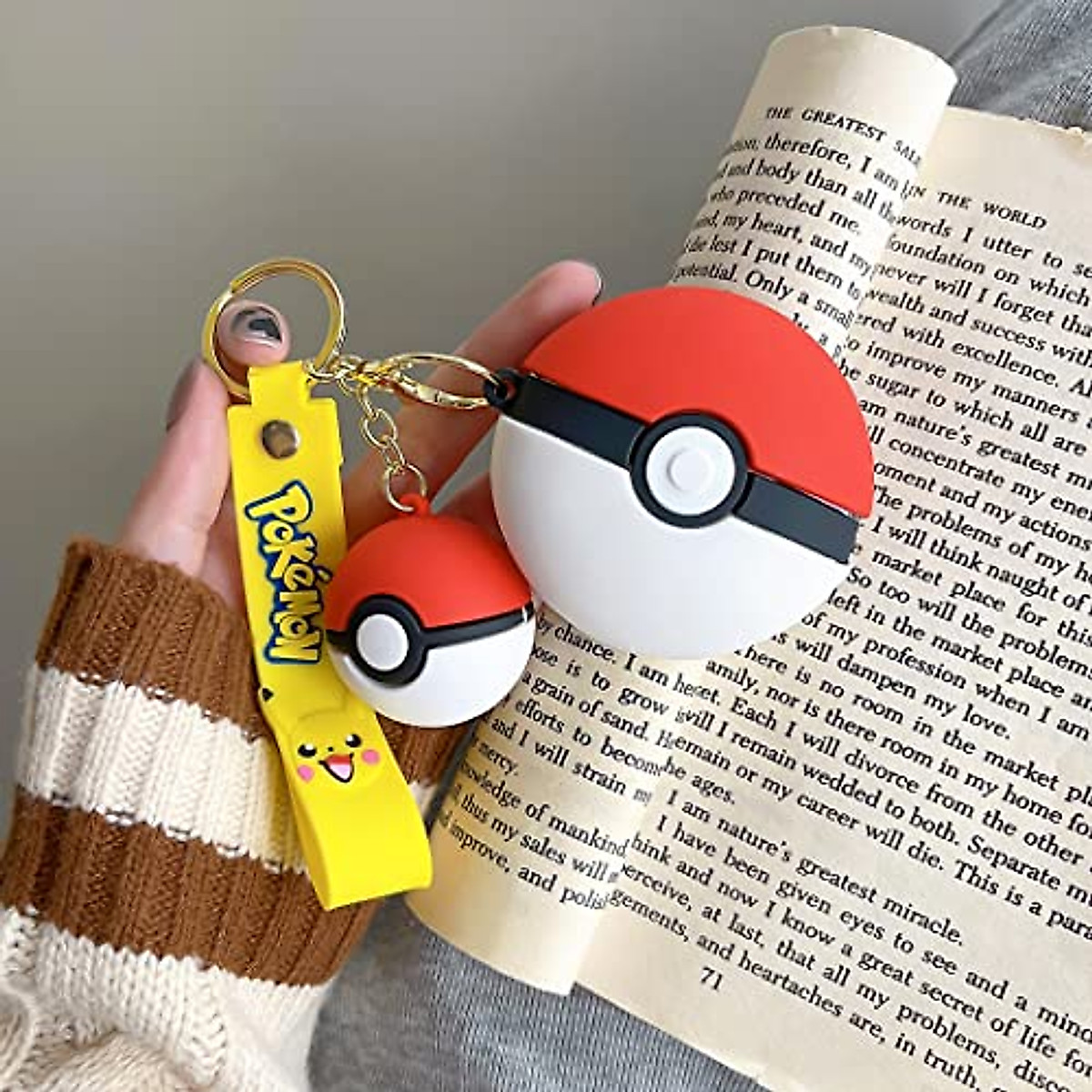 Cute Airpod Pro 2 Case, Funny 3D Cartoon Key Chain Case, Soft PVC Full Protection Shockproof Charging Case Cover Compatible with for 2019 Airpod Pro, 2022 Airpod Pro 2. (Pro 2 Pendant Ball)