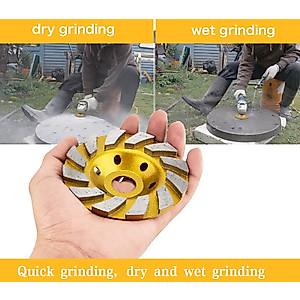 4 Inch Concrete Grinding Wheel, 6Pcs Concrete Turbo Diamond Grinding Cup Wheels for Concrete Granite Marble Masonry Stone, 12 Segs Heavy Duty Angle Grinder Wheels