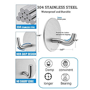 SonTiy All Metal Adhesive Hook Heavy Duty Self Adheasive Towel Hook Wall Hooks Hanging Hook for Walls No Damage Stick on Hooks, Waterproof, Home, Bathroom, Kitchen, Office, and Outdoor 5Pcs