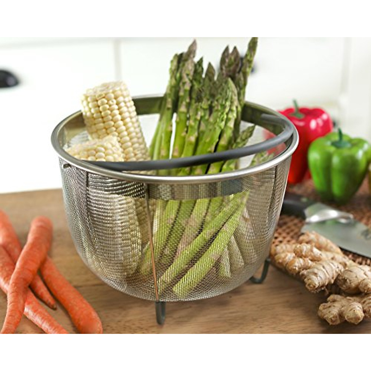 The Original Hatrigo Steamer Basket for Pressure Cooker Accessories 6qt [3qt 8qt avail] Compatible with Instant Pot Accessories 6 qt, Ninja Foodi, Other Pressure Cookers, Silicone Handle, IP 6 Quart