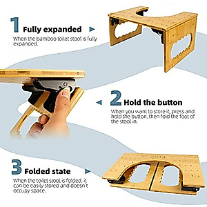 ZOSTA Squatting Toilet Stool, Bamboo Toilet Potty Step Stool, Foldable Poop Stool with Non-Slip Mat for Adult & Kids, 8.1” Bathroom Squatting Urinal Fit All Toilets, No Installation, Natural Color