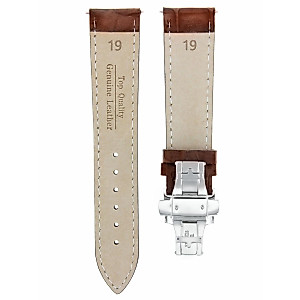 Ewatchparts 19MM LEATHER WATCH STRAP BAND DEPLOYMENT BUCKLE COMPATIBLE WITH IWC PILOT TOP GUN L/BROWN