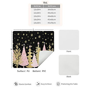 Coffee Mat for Counter, Pink Gold Christmas Tree Winter Snowflake Black Absorbent Hide Stain Coffee Bar Mat, Non-slip Coffee Bar Accessories Kitchen Drying Mat Fit Under Coffee Maker Espresso Machine