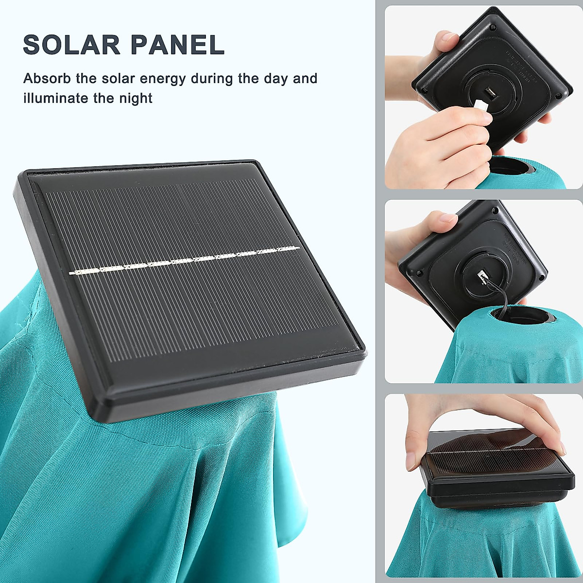 MASTERCANOPY Patio Umbrella with Solar LED Lights for Outdoor Market Table (7.5ft,Turquoise)