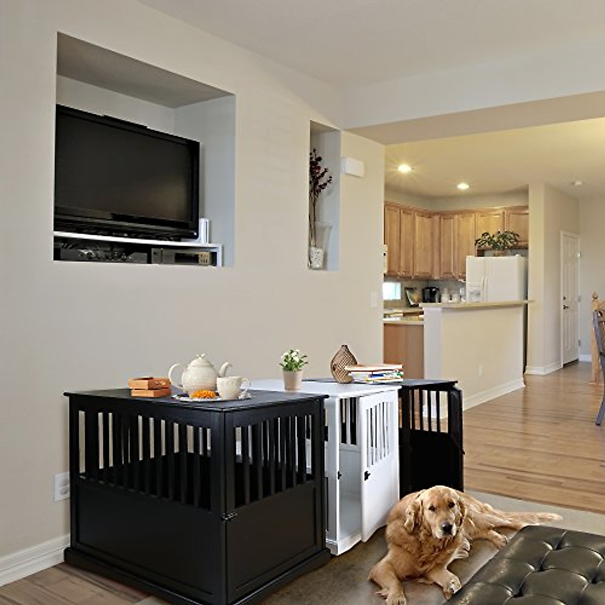 Casual Home Wooden Large Pet Crate, End Table, (Black, 24"W x 36.5"D x 29.25"H)