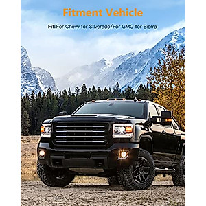 ITOPUP Towing Mirrors Fit for 1999-2002 for Chevy Silverado for GMC Sierra 1500/2500 Tow Mirrors with Power Control Heated LED Turn Signal Width Light Black 1 Pair of Mirrors Left Side and Right Side