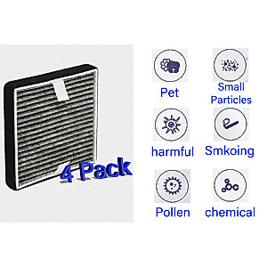 FHT150W Replacement Filter For Febreze OdorGrab Air Cleaner Purifier, 4 Pack H13 True Hepa with High-efficiency Activated Carbon