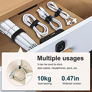 Cord Management Organizer Kit 6 Cable Sleeve Split with,50 Self Adhesive Cable Clips Holder,100 Fastening Cable Ties,10 Adhesive Cable Clips ,2 Roll Self Adhesive tie for TV Office Desk Car Desk Home