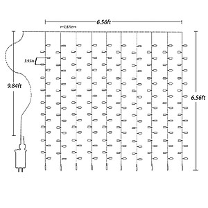 LED Curtain Lights, 8 Modes Warm White Window String Lights Wall Decorations for Bedroom Christmas Decor, Room, Party, Garden