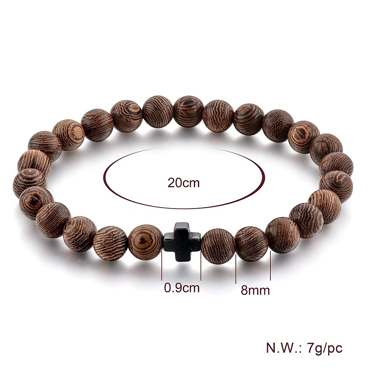 St John the Baptist Orthodox Brotherhood Christian Prayer Beads Bracelet – 25 8MM Wooden Beads & Cross – Adult Men/Women Size!