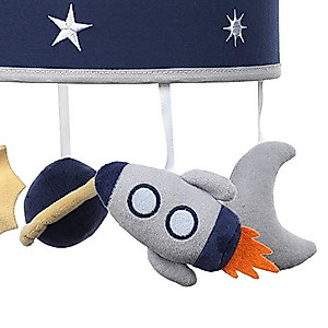 Lambs & Ivy Milky Way Musical Baby Crib Mobile - Blue/Navy/Gray Space Theme