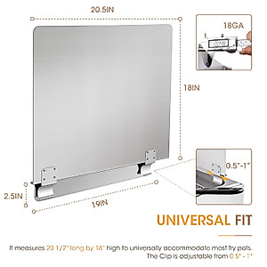 Stainless Steel Commercial Deep Fryer Splash Guard 20-1/2" W X 18" H Side Splash Universal fit clips stop oil from splattering, pack of 2