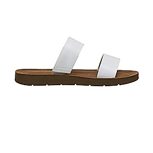 CUSHIONAIRE Women's Imelda 2 band slide sandal +Memory Foam, WHITE 9