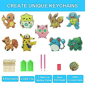 Arts and Crafts for Kids Ages 8-12 - Big 5D Diamond Painting Kits for Beginners - Make Your Own GEM Keychains by Numbers DIY Art & Craft Supplies Creativity Gifts for Girls Boys Ages 3-5 4-6 6-8 10-12