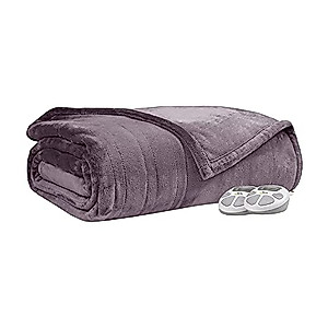 Serta Luxuriously Soft Plush Electric Blanket Fast Heating Cozy Cover, Safety Auto Shut Off Timer, Low EMF, Multi Heat Setting, ETL Certified, Machine Washable, Lavender King (92 in x 100 in)