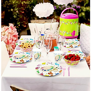 NAIWOXI Art Paint Party Supplies Tableware - Paint Art Party Decorations Dinnerware, Plates, Napkins, Cups, Cutlery, Art Painting Themed Party Supplies For Birthday Baby Shower | Serves 24
