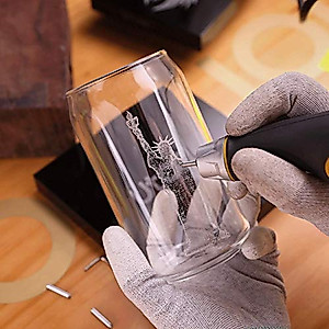 UTOOL Engraver Pen with Letter/Number Stencil, 24W Handheld Etching Tool for Wood Metal Glass Engraving with 4 Replaceable Tungsten Carbide Steel Bits