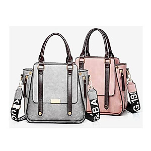 YAQUNICER Women Soft Synthetic PU Leather 4pcs Satchel Crossbody Large Capacity Top-Handle Handbags Shoulder Clutches Purse-Black