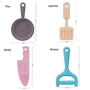 Sactulaz 0-BPA silicone culinary kitchen utensil baby teething toys,Chef cooking role playing games training for baby girls boys,Molar chewing freezer teether toys for 6-12 Months infants,kids,4 Pack