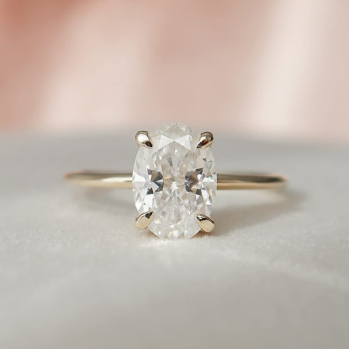 1.5 CTOval Diamond Engagement Ring, Wedding Ring For Women, Moissanite Halo Engagement Ring in 14K Yellow Gold, Ring Size - 9