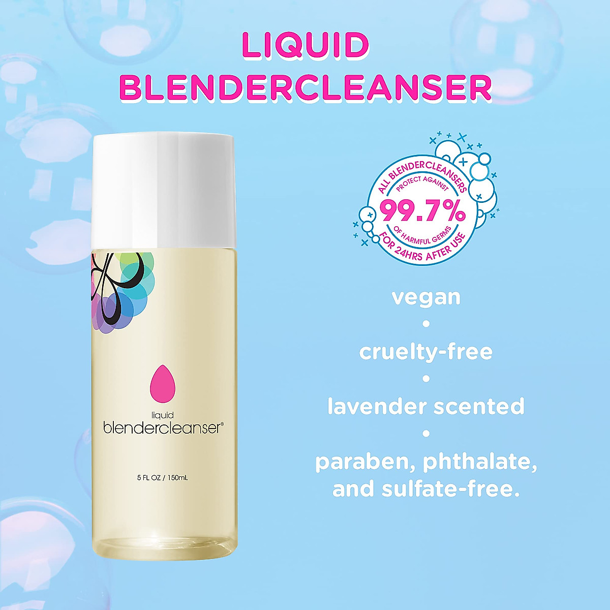 BEAUTYBLENDER Liquid BLENDERCLEANSER for Cleaning Makeup Sponges, Brushes & Applicators, 3 oz. Vegan, Cruelty Free and Made in the USA