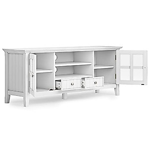 SIMPLIHOME Acadian SOLID WOOD 60 Inch Wide Rustic TV Media Stand in White for TVs up to 65 Inches, For the Living Room and Entertainment Center