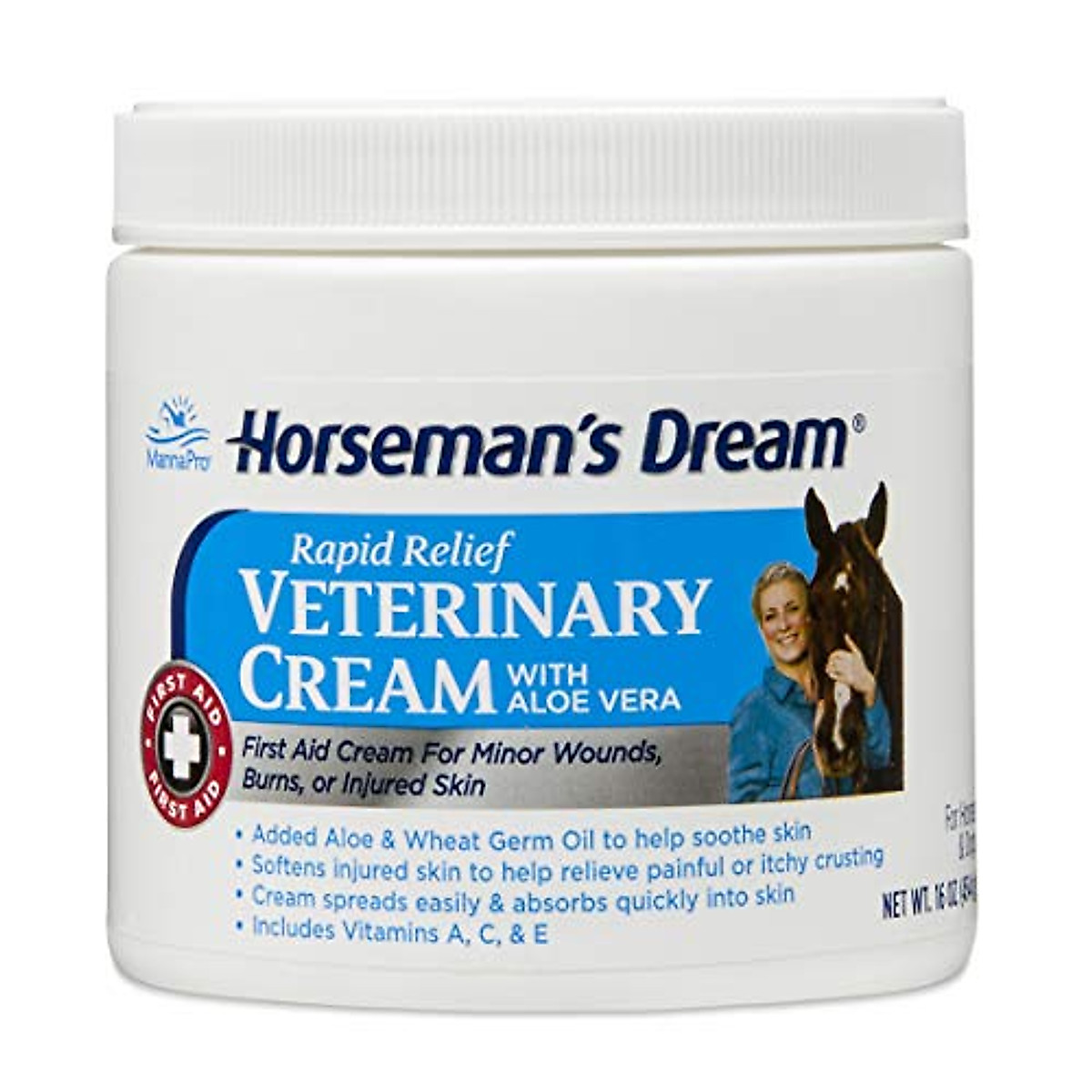 Manna Pro Horseman's Dream Veterinary Cream | First Aid Cream with Aloe Vera | 16 Ounces