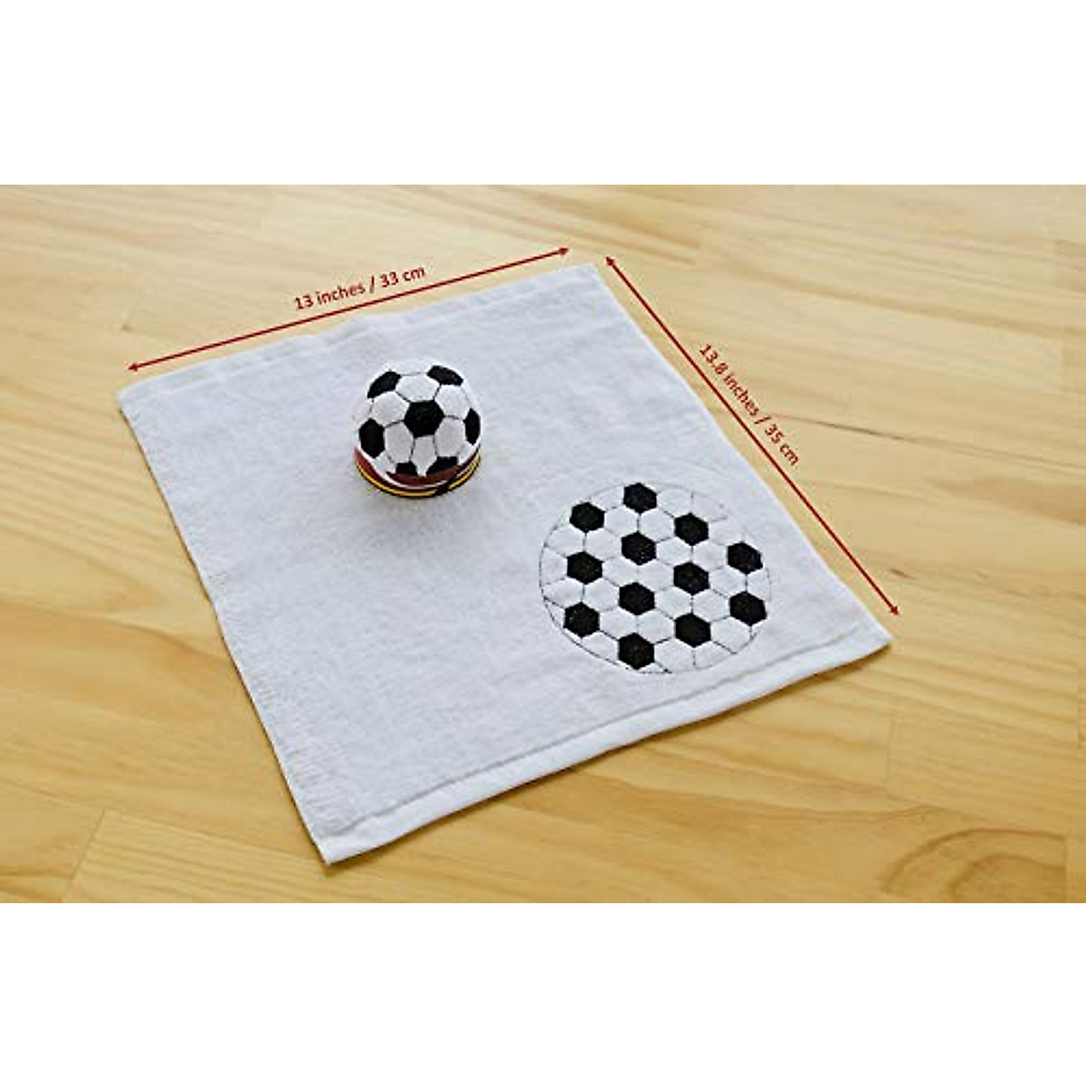 Tennis Soccer Towel 100% Cotton (2-Piece) Kids Washcloth Handtowel Decoration Gift 13 x 13.8 inch
